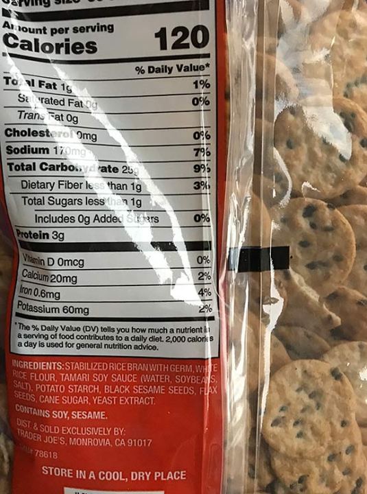 Trader Joe’s SAVORY THIN MINI RICE CRACKERS with Tamari flavor | Trader ...